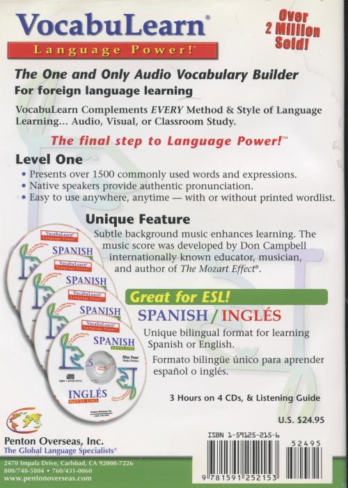 Vocabulearn: Spanish: Level One 4-Disc Set & Guide – NeverDieMedia