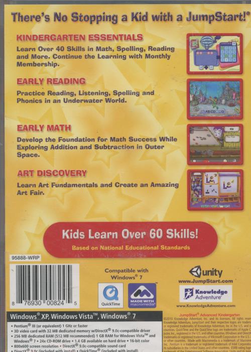 JumpStart Kindergarten 2010 Advanced 4-Disc Set – NeverDieMedia