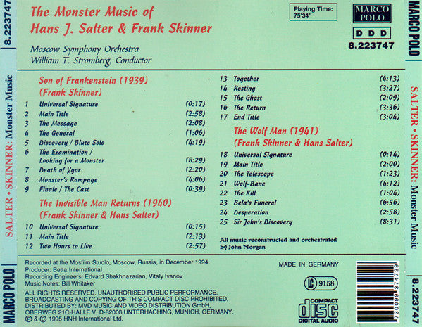 The Monster Music Of Hans J. Salter & Frank Skinner – NeverDieMedia