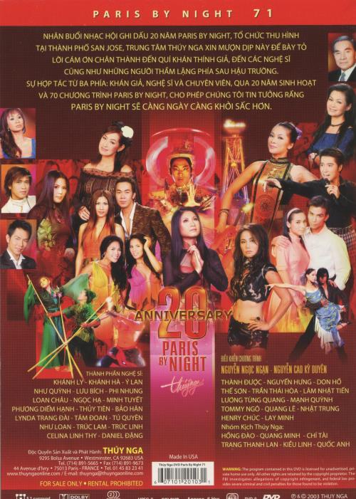 Paris By Night 71 20th Anniversary 2-Disc Set – NeverDieMedia