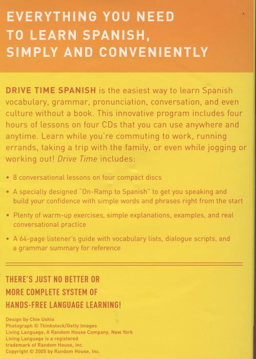 Drive Time Spanish: Learn Spanish While You Drive w/ Booklet & 4-Disc ...