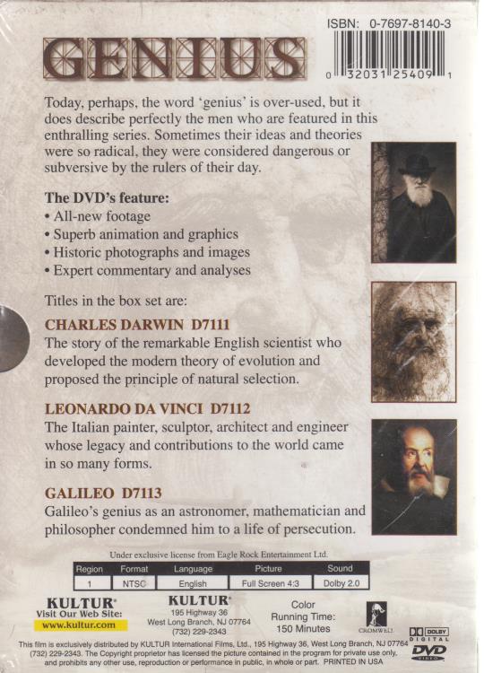 Genius: Charles Darwin / Leonardo Da Vinci / Galileo 3-Disc Set ...