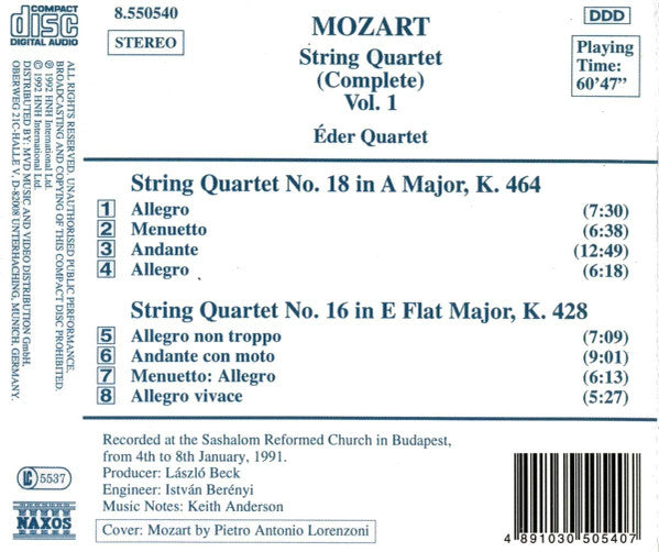 Mozart: String Quartets: Complete K. 428 / K. 464 Vol. 1 – NeverDieMedia