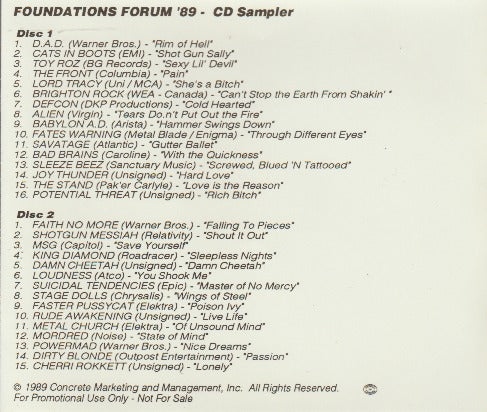Foundations Forum '89 CD Sampler: CD From Hell 2-Disc Set Promo w/ Art ...