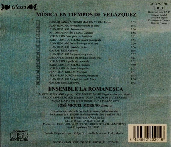 Ensemble La Romanesca / Jose Miguel Moreno: Musica En Tiempos De Velaz ...