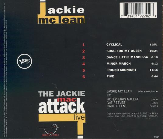 Jackie McLean: The Jackie Mac Attack Live – NeverDieMedia