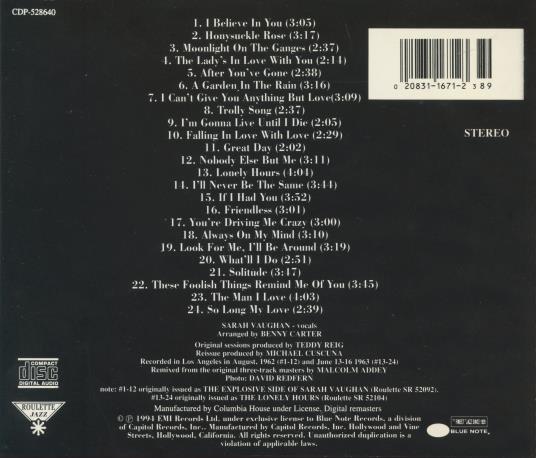 Sarah Vaughan: The Benny Carter Sessions – NeverDieMedia