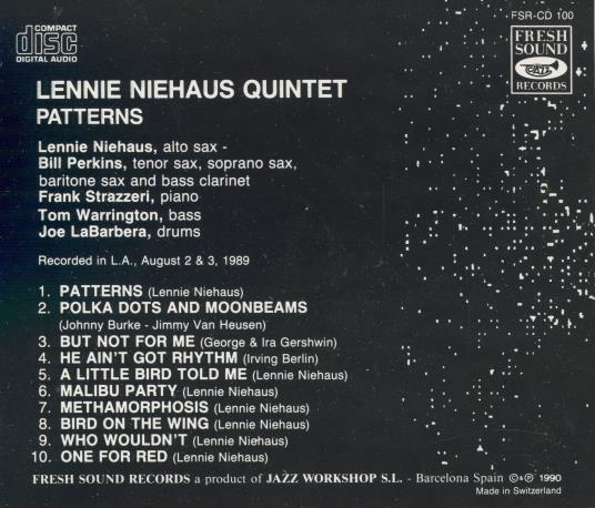 Lennie Niehaus Quintet: Patterns – NeverDieMedia