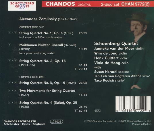 Zemlinsky: Chamber Music For Strings 25th Anniversary 2-Disc Set ...