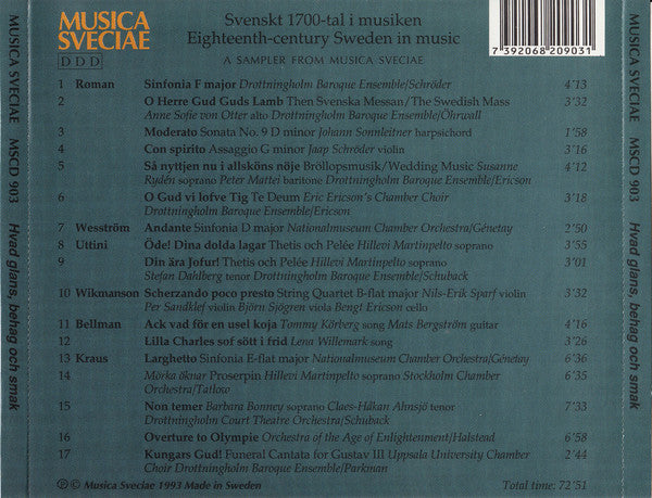 Hvad Glans, Behag Och Smak: Svenskt 1700-tal I Musiken Sampler ...