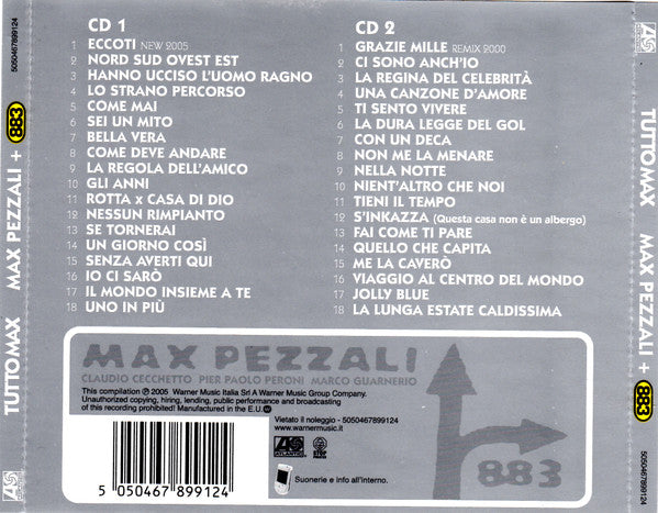 Max Pezzali + 883: Tutto Max 2-Disc Set – NeverDieMedia