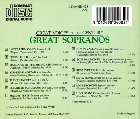 Great Voices Of The Century: Great Sopranos – NeverDieMedia