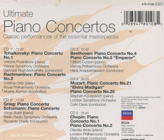 Ultimate Piano Concertos: The Essential Masterpieces 5-Disc Set ...