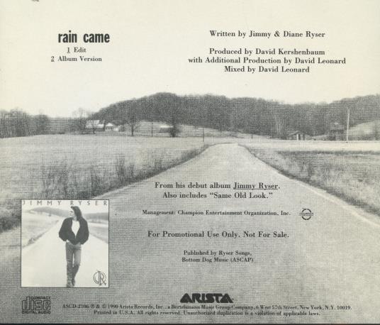 Jimmy Ryser: Rain Came Promo w/ Back Artwork – NeverDieMedia