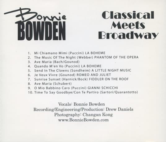 Bonnie Bowden: Classical Meets Broadway Signed – NeverDieMedia