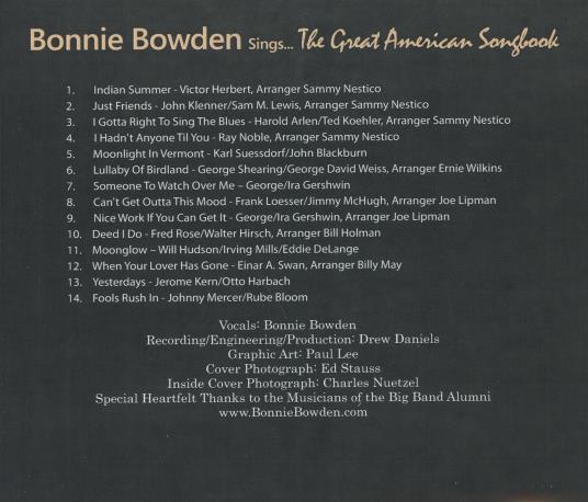 Bonnie Bowden: Sings... The Great American Songbook Signed – NeverDieMedia