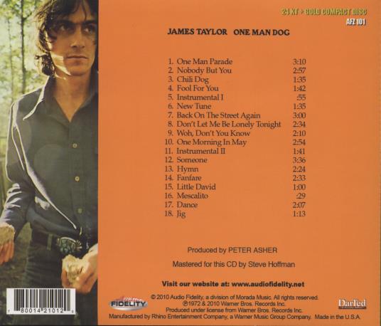 James Taylor: One Man Dog 24k Gold w/ Back Artwork & No Outer Cover ...