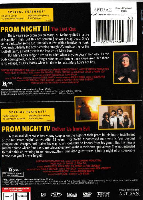 Prom Night III: The Last Kiss / Prom Night IV: Deliver Us From Evil ...