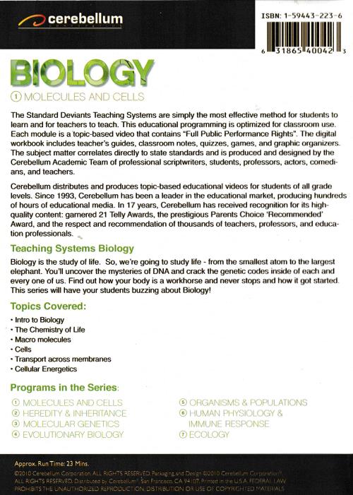 Biology: Module 1: Molecules And Cells 2-Disc Set – NeverDieMedia