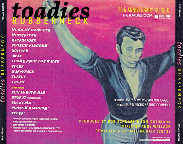 Toadies: Rubberneck: 20th Anniversary Reissue Promo w/ Back Artwork ...