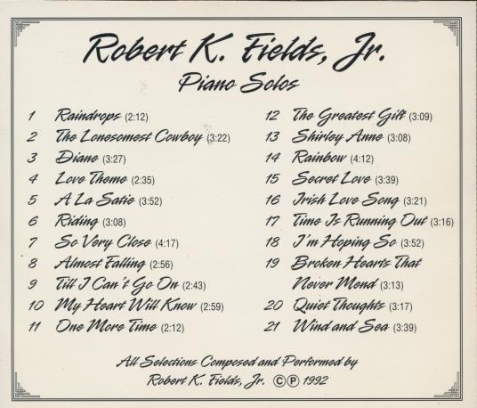 Robert K. Fields Jr.: Piano Solos – NeverDieMedia