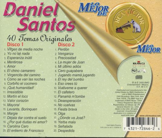 Daniel Santos: 40 Tamas Originales: Lo Mejor De Lo Mejor De RCA Victor ...