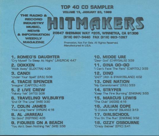 Hitmakers: Top 40 CD Sampler Volume 15 Promo – NeverDieMedia