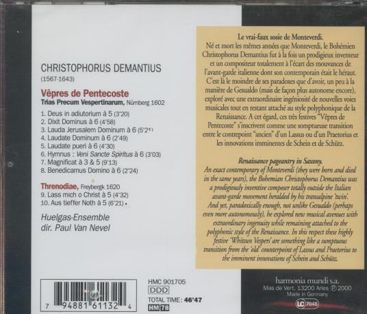 Christopher Demantius: Vepres De Pentecoste w/ Punch Hole – NeverDieMedia