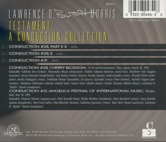 Lawrence D. Butch Morris: Testament: A Conduction Collection 28 & 31 ...