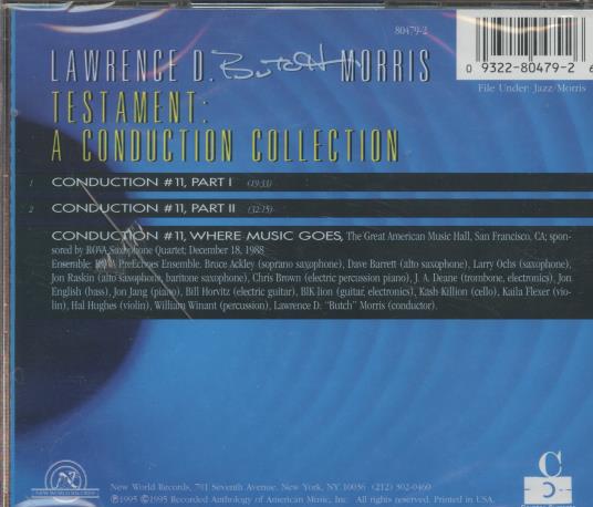 Lawrence D. Butch Morris: Testament: A Conduction Collection 11 w/ Cra ...