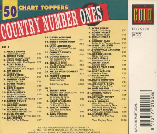 Country Number Ones: 50 Chart Toppers 2-Disc Set – NeverDieMedia