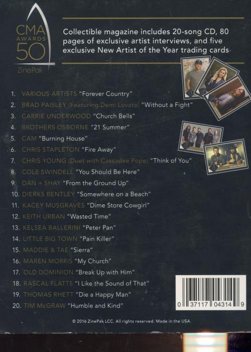 The 50th Annual CMA Awards ZinePak w/ Booklet & Collectible Cards ...