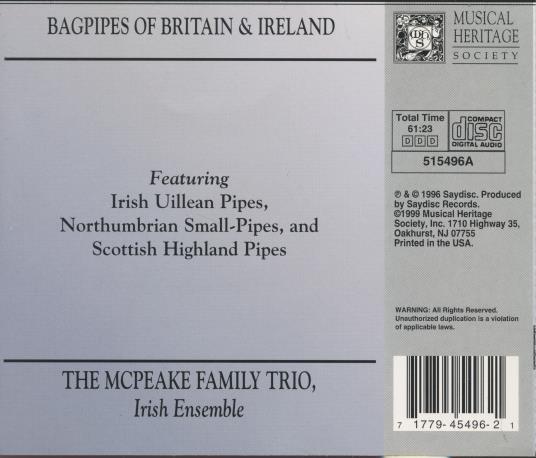 The McPeake Family Trio: Bagpipes Of Britain & Ireland – NeverDieMedia