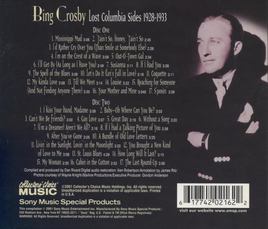 Bing Crosby: Lost Columbia Sides 1928-1933 2-Disc Set – NeverDieMedia