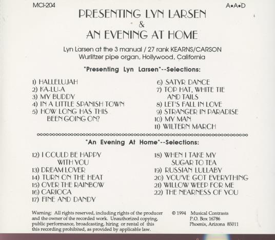 Lyn Larsen: Vintage Classics: Presenting Lyn Larsen / An Evening At Ho ...