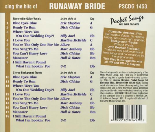 Pocket Songs: Sing The Hits Of Runaway Bride CD+G – NeverDieMedia