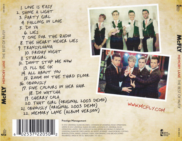 McFly: Memory Lane: The Best Of McFly – NeverDieMedia