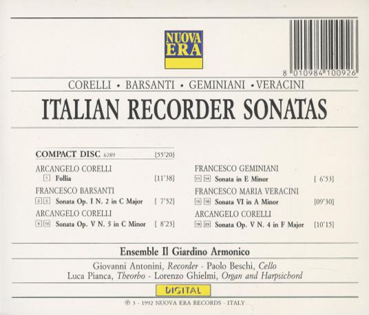 Italian Recorder Sonatas – NeverDieMedia