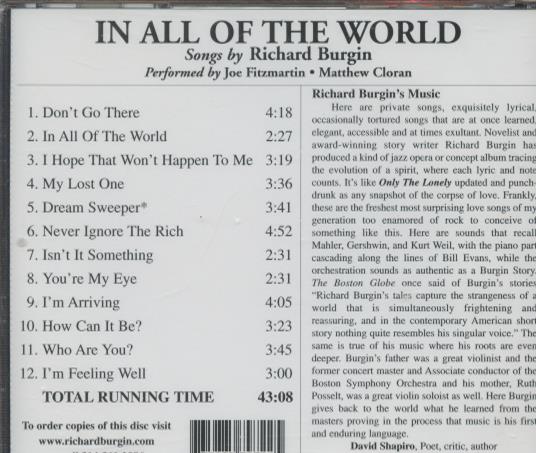 Richard Burgin: In All Of The World – NeverDieMedia