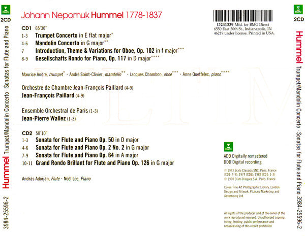 Hummel: Trumpet / Mandolin Concerto 2-Disc Set – NeverDieMedia