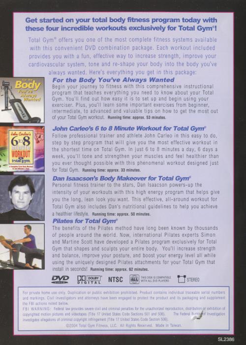 Total Gym: Exercise System: Four Program DVD Set 2-Disc Set – NeverDieMedia
