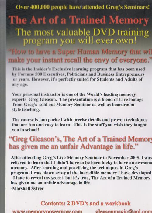 Remember It! The Art Of A Trained Memory 2-Disc Set w/ Booklet ...
