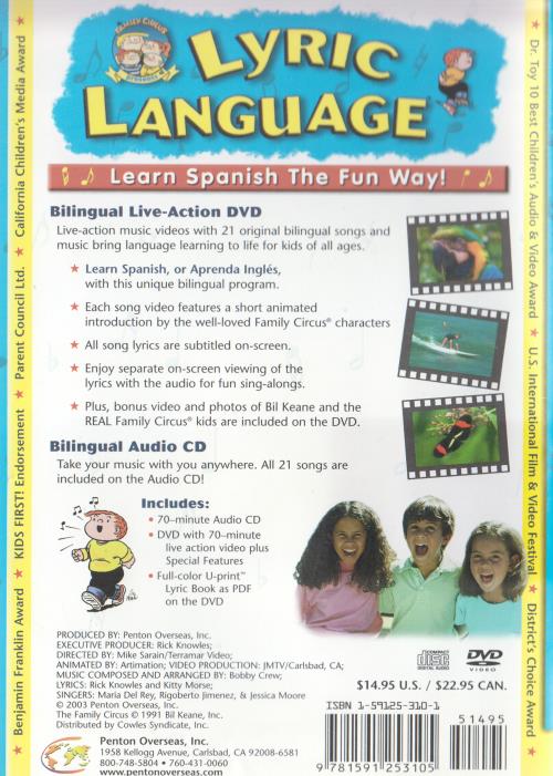 Lyric Language: Spanish: Bilingual Live Action Incomplete 1-Disc Set ...
