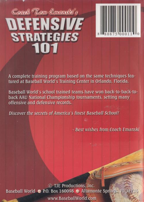 Baseball World: Coach Tom Emanski's Defensive Strategies 101 ...