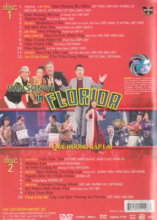 Van Son: In Florida: Que Huong Gap Lai 41 2-Disc Set – NeverDieMedia