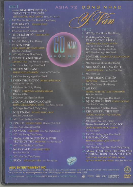 Asia 72: Dong Nhac Y Van: 60 Nam Cuoc Doi 2-Disc Set – NeverDieMedia