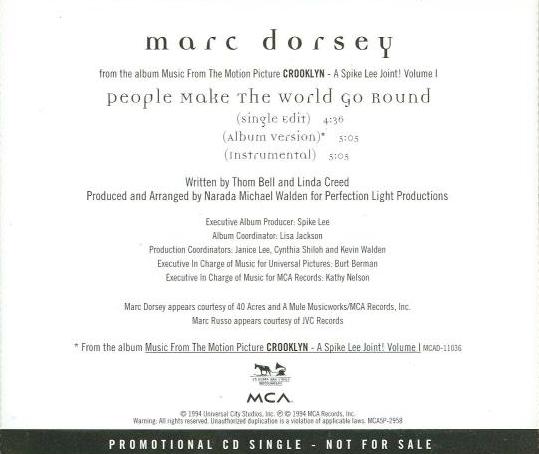 Marc Dorsey: People Make The World Go Round Promo w/ Worn Front Artwor ...