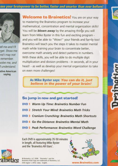 Brainetics: Math...Memory...Amazing! Dvd's 1-5 – NeverDieMedia