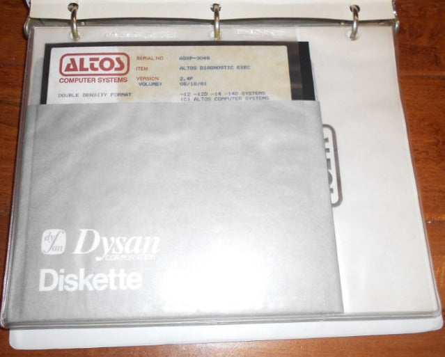 Altos Computer Systems Diagnostic Exec 2.4F Volume 08/18/81 w/ Manual ...