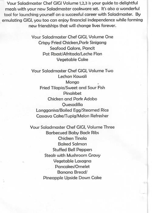 Your Saladmaster Chef Gigi Vol. 1-3 3-Disc Set – NeverDieMedia